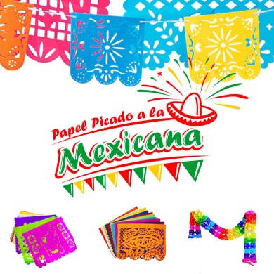 Enramada tricolor Modelo 2, 1/2 plástico | Adornos Mexicanos